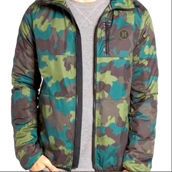 Hurley | Jackets & Coats | Hurley Mens Recruit Ripstop Cozy Hooded Camo ...
